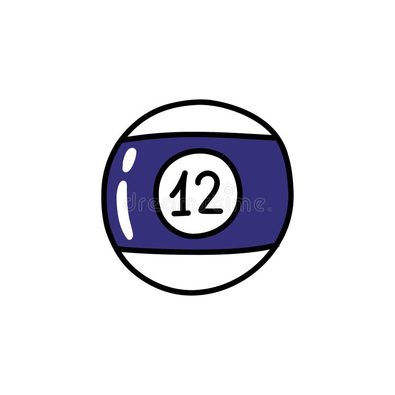 Billiard Ball 12 Doodle Icon, Vector Color Line Illustration Stock ...
