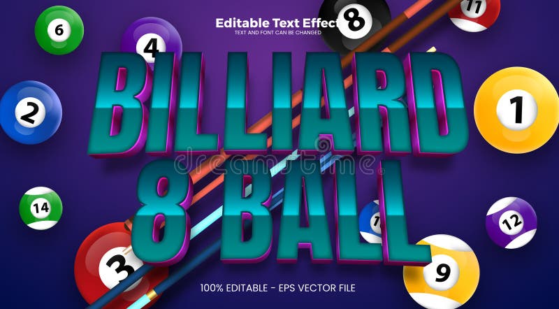 Billiard 8ball Editable Text Effect in Modern Trend Style Stock Vector ...