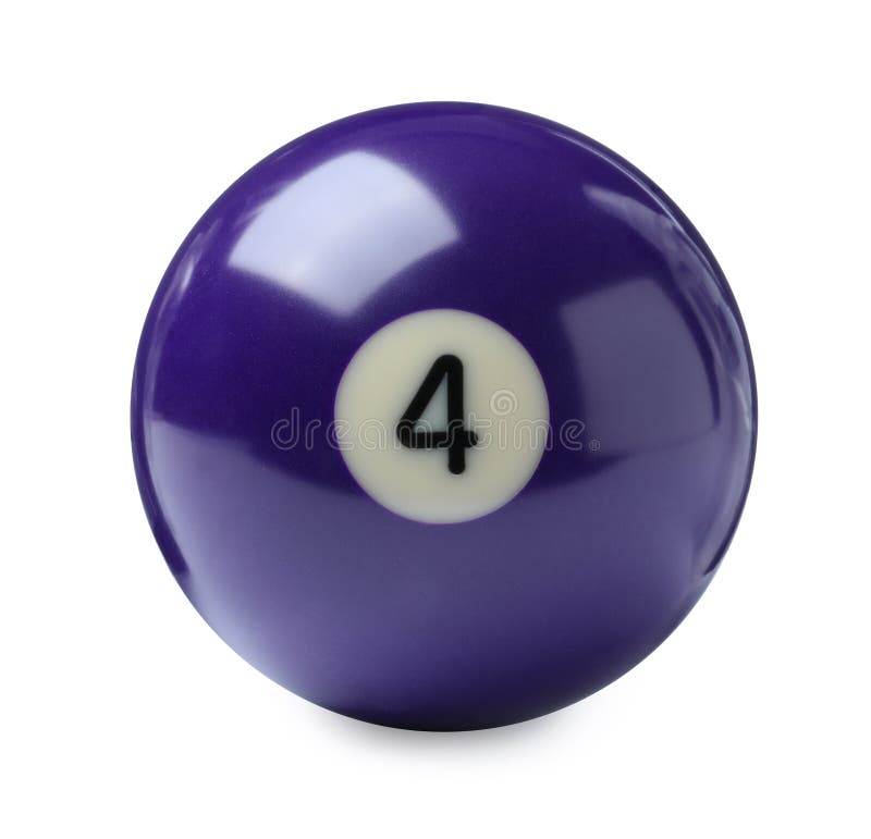 Billiard Ball with Number 4 Isolated on White Stock Image - Image of ...