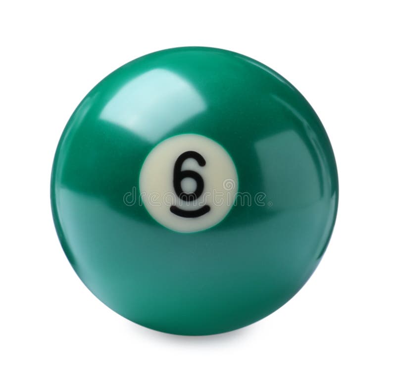 Billiard Ball with Number 6 Isolated on White Stock Photo - Image of ...