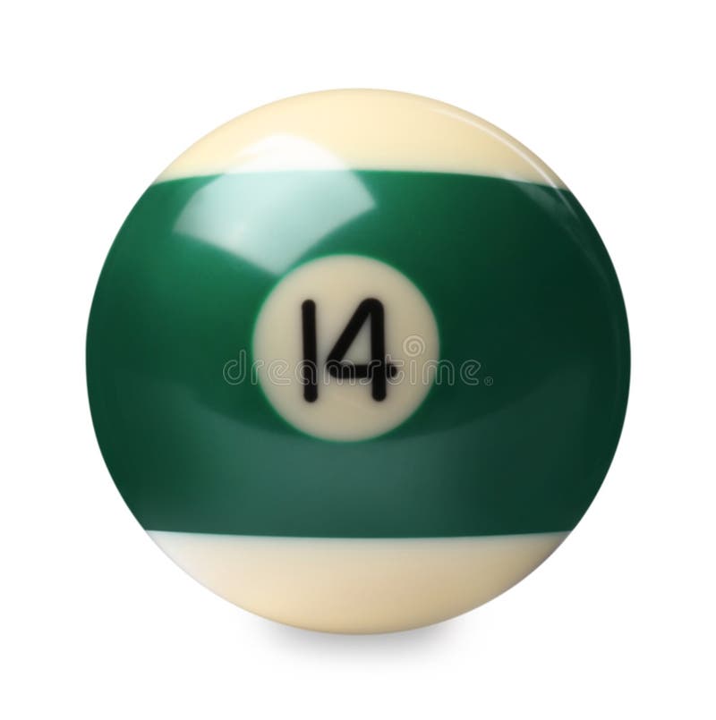 Billiard Ball with Number 14 Isolated on White Stock Image - Image of ...