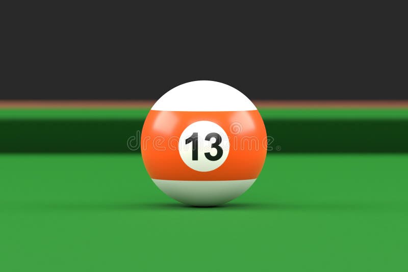 Billiard Ball Number Thirteen in Orange and White Color on Billiard ...