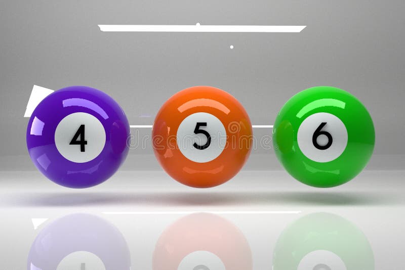 Billiard Ball Solid Color with Number 4,5 and 6 on White Background.3D ...