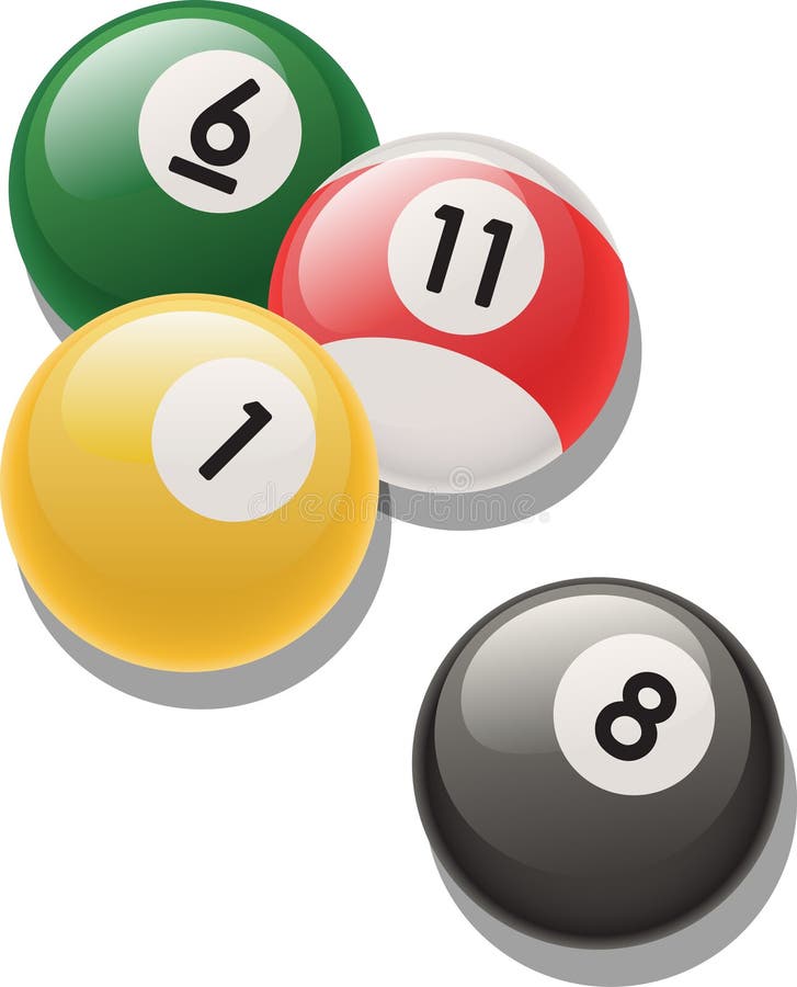 Pool Balls Triangle with Ground Reflection Stock Illustration ...