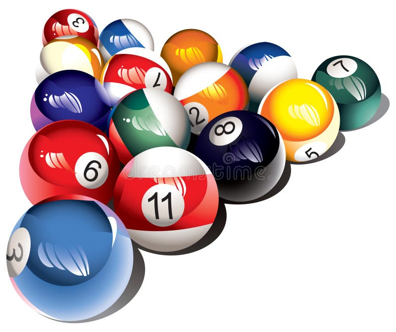 Pool Balls Triangle with Ground Reflection Stock Illustration ...