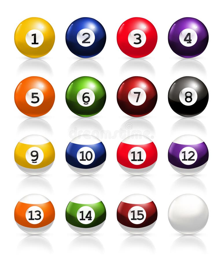 Pool Balls Triangle with Ground Reflection Stock Illustration ...
