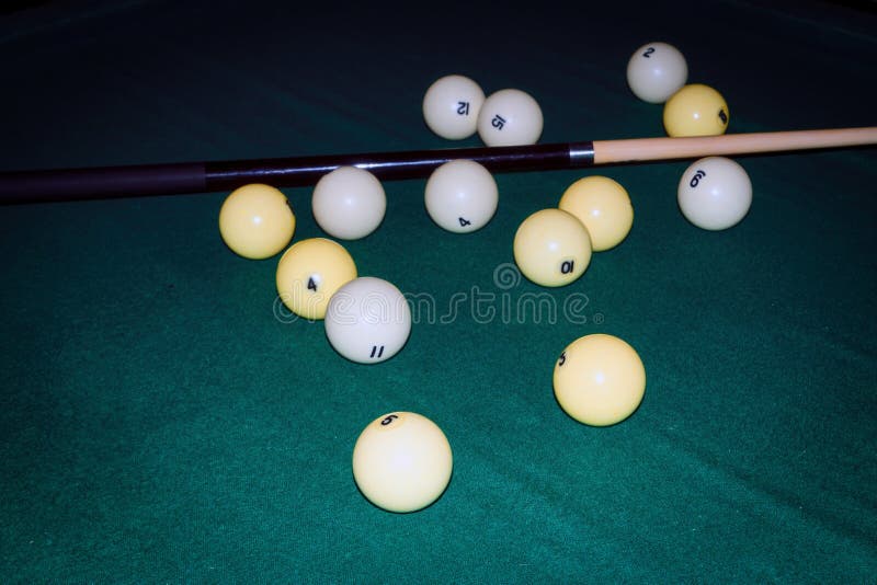 Billiard Balls on a Background of Green Cloth Close-up Stock Photo ...