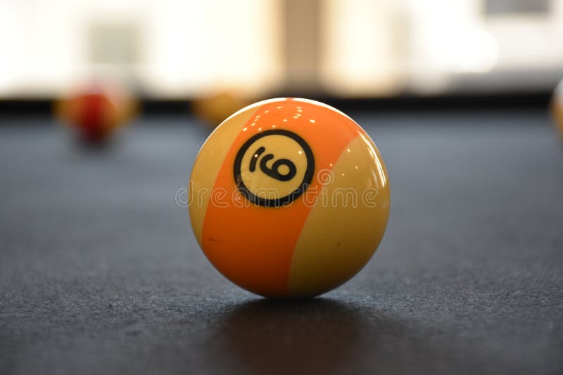 Billiard Balls in a Black Billiard Pool Table, Focused on 9 Ball Stock ...
