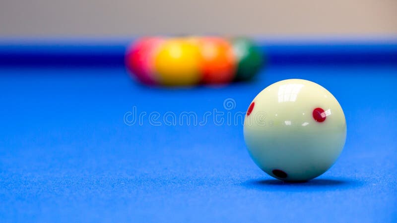Billiard Balls in a Blue Pool Table Stock Photo - Image of equipment ...