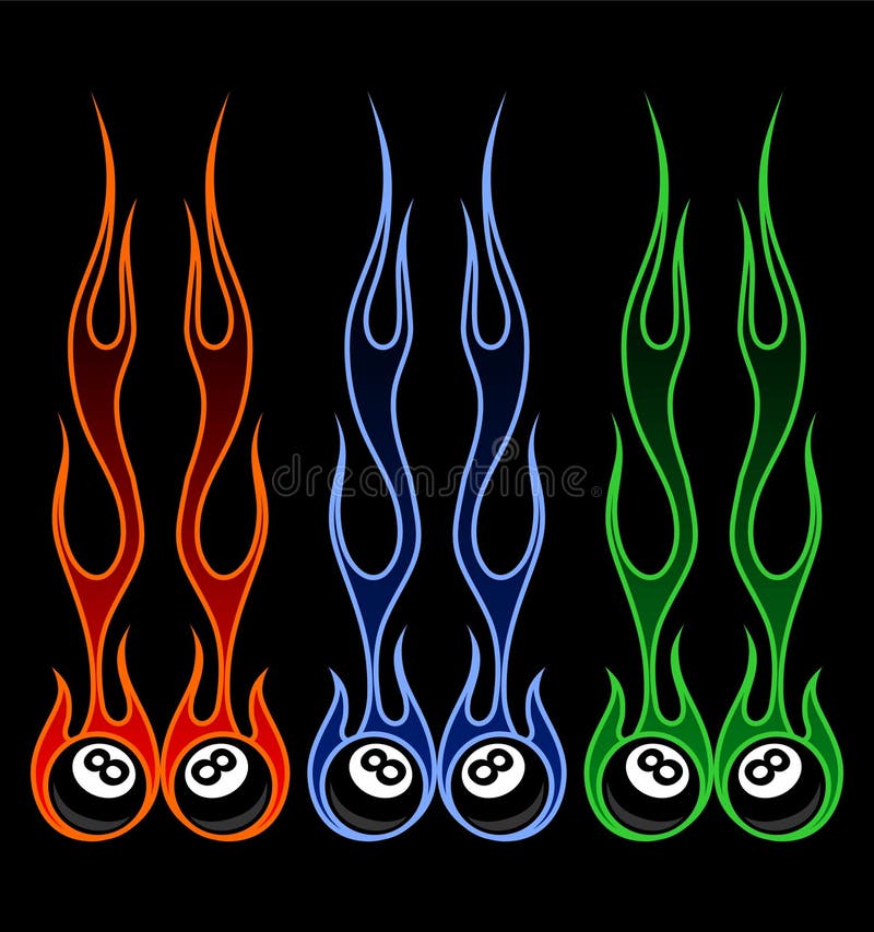 Billiard Balls Burning in Colored Fire Stock Vector - Illustration of ...