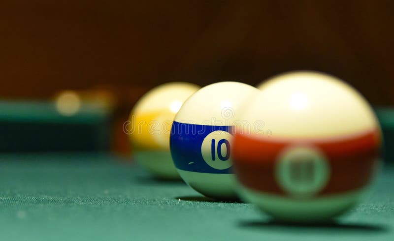 Billiard Balls and Cue on the Pool Table Stock Image - Image of table ...