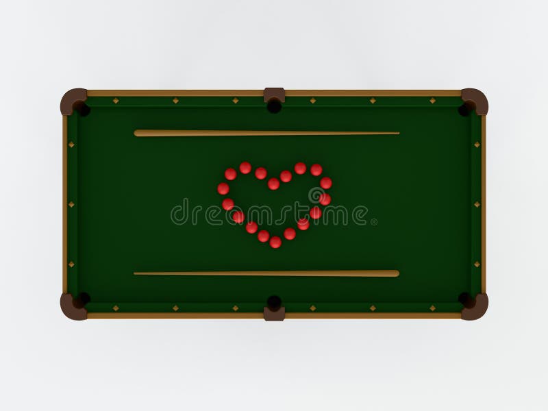 Billiard Balls in Form of Heart on Table. Top View. Stock Illustration ...