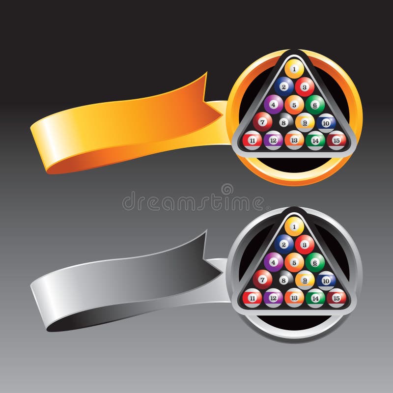 Billiard Balls on Gold and Gray Ribbons Stock Vector - Illustration of ...