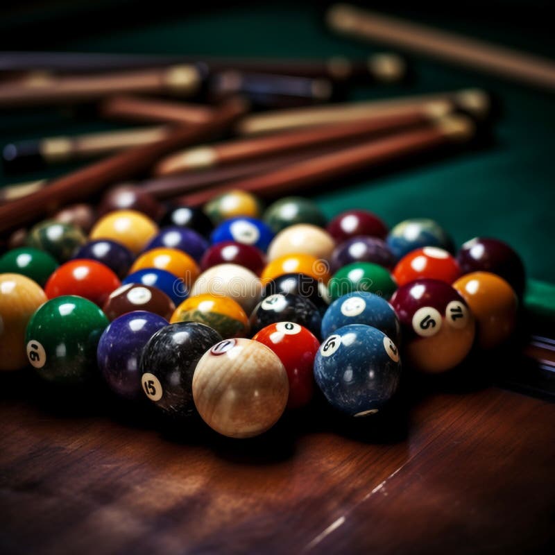Billiard Balls on Green Billiard Table with Shallow Depth of Field ...