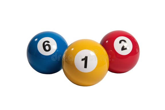 Billiard Balls, Numbered 1, 2, 6 Isolated on White Stock Illustration ...