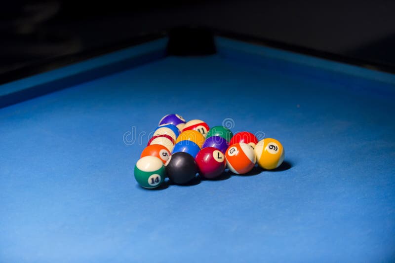 Billiard Balls on Pool Blue Table - Sport Background Stock Image ...