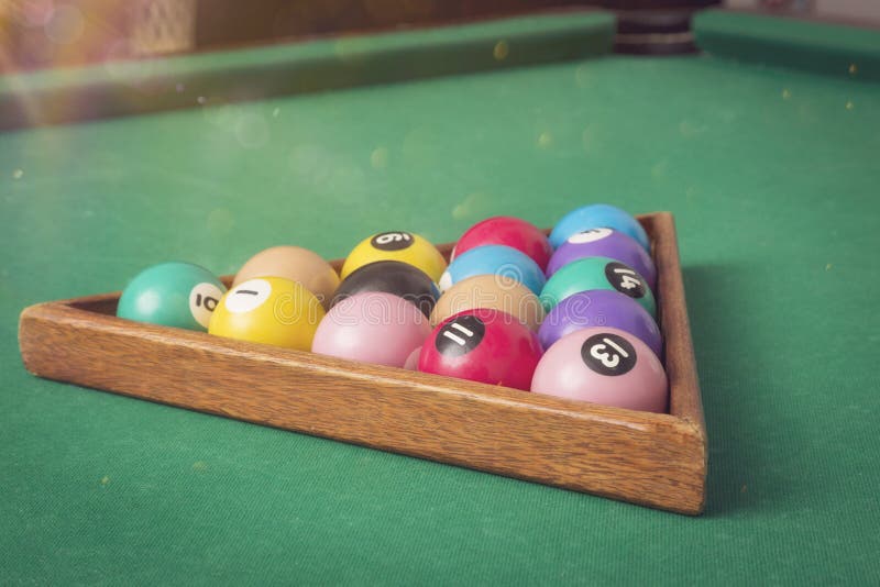 Billiard Balls in a Pool Table. Stock Photo - Image of leisure, balls ...