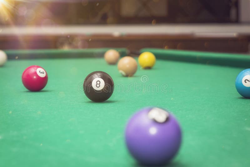 Billiard Balls in a Pool Table. Stock Photo - Image of sport, round ...