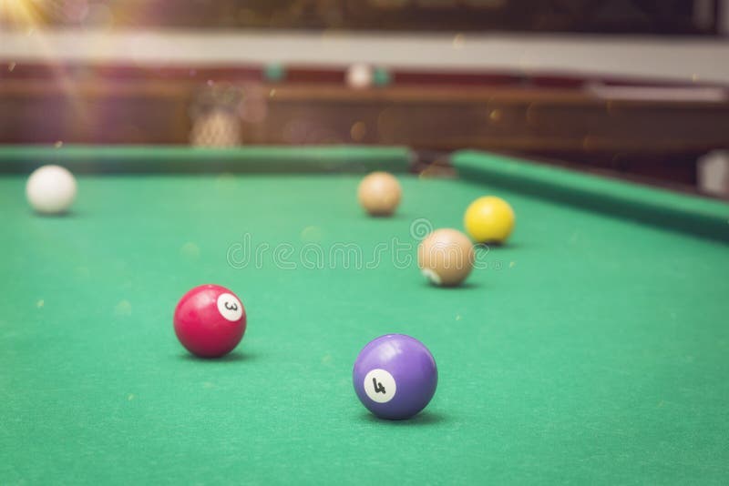 Billiard Balls, in a Pool Table. Stock Image - Image of green, group ...