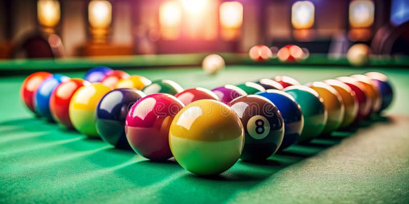 Billiard Balls on the Billiard Pool Table AI-Generated Content Stock ...