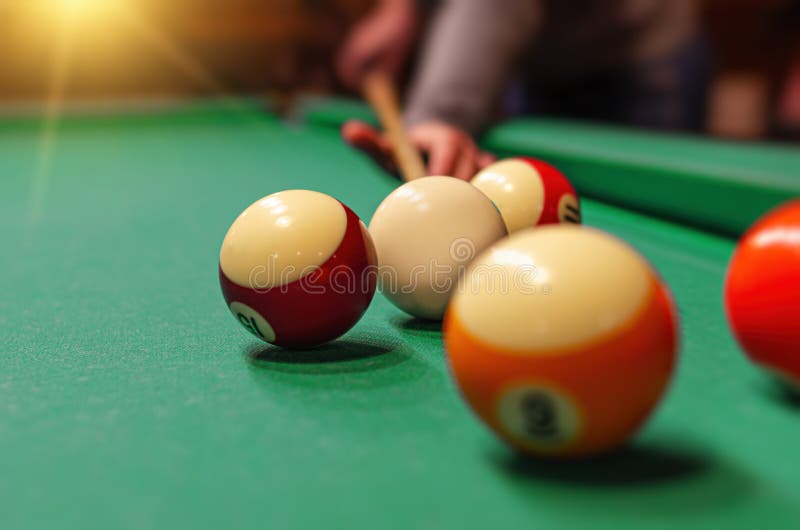 Billiard Balls on a Pool Table Stock Image - Image of stroke, hall ...