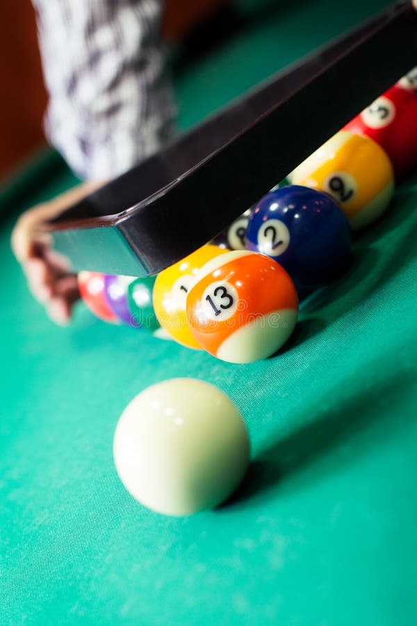 Billiard Balls in a Pool Table Stock Photo - Image of black, background ...