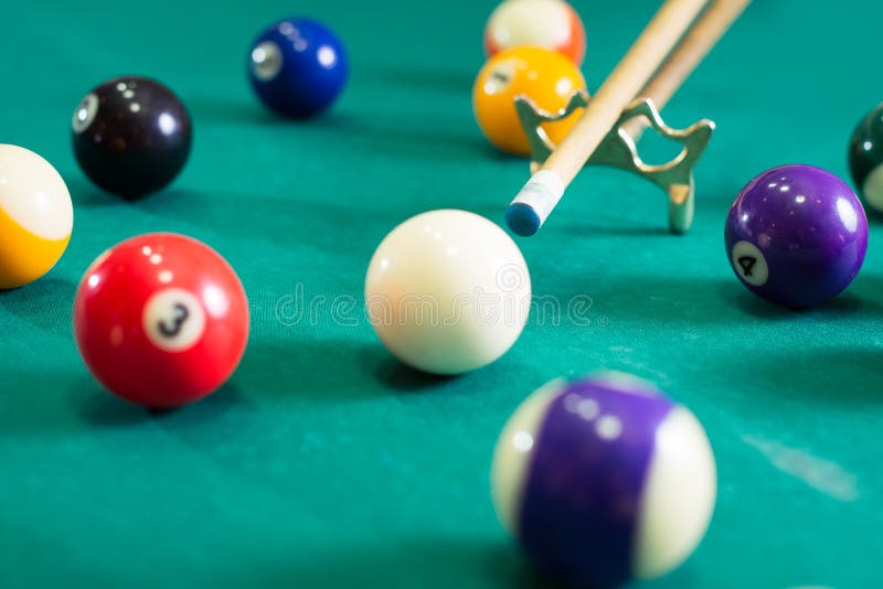Billiard Balls in a Pool Table Stock Photo - Image of eight, beginning ...