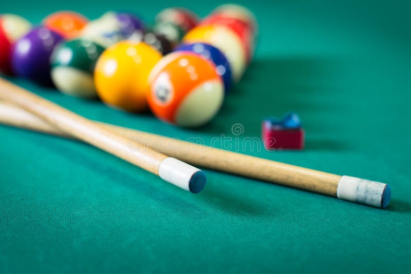 Billiard Balls in a Pool Table Stock Photo - Image of game, recreation ...