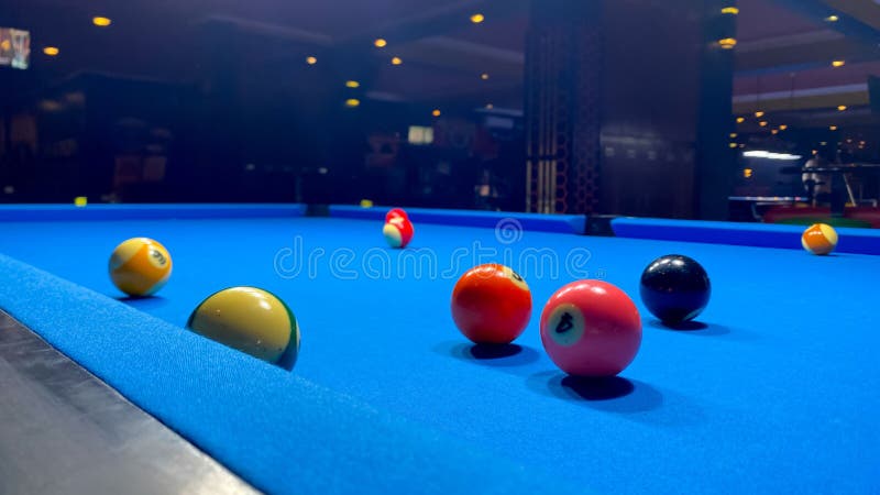 Billiard Balls on a Pool Table in a Pub - Concept of Cue Sports Stock ...