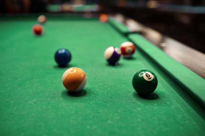 Billiard Balls on Pool Table Selective Focus Stock Photo - Image of ...