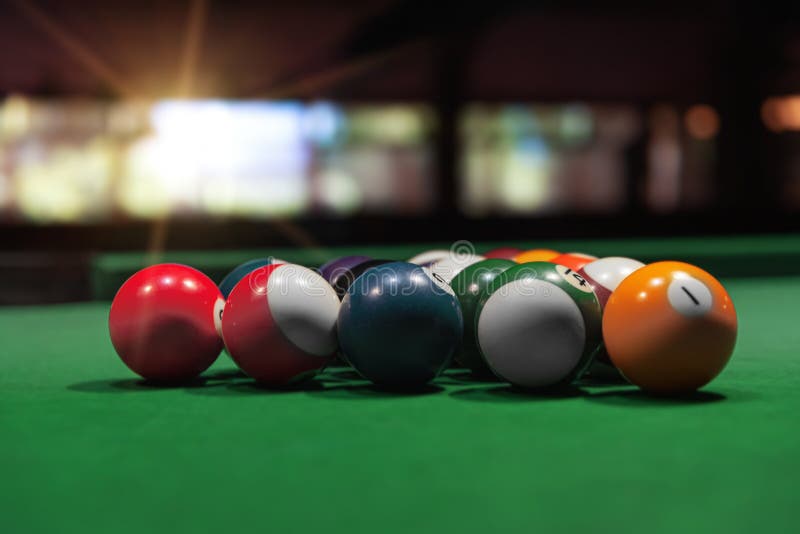 Billiard Balls on a Pool Table Stock Photo - Image of recreation, sport ...