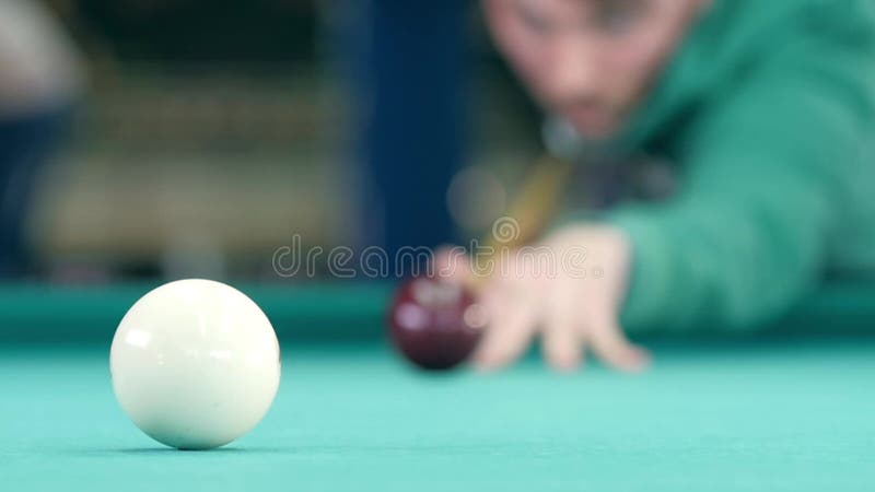 Billiard Balls Roll on the Green Table. Slow Stock Video - Video of ...