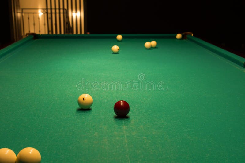 Billiard Balls Scattered on Pool Table Stock Image - Image of challenge ...