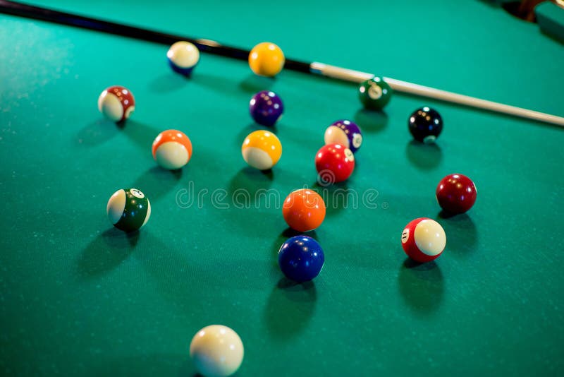 Billiard Balls on the Table Stock Photo - Image of green, nightclub ...