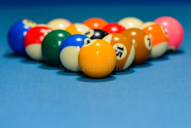 Billiard Balls in Triangle on Pool Table Stock Image - Image of pool ...
