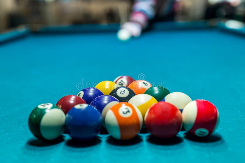 Billiard Balls in Triangle Shape, Ready To Play Stock Photo - Image of ...