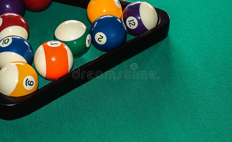 Billiard Balls in a Triangular Rack in the Corner of the Table with ...