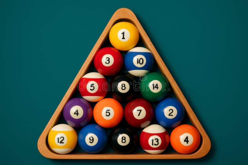 Rack for Billiard Balls. Set for Playing Billiards. Cues and Billiard ...