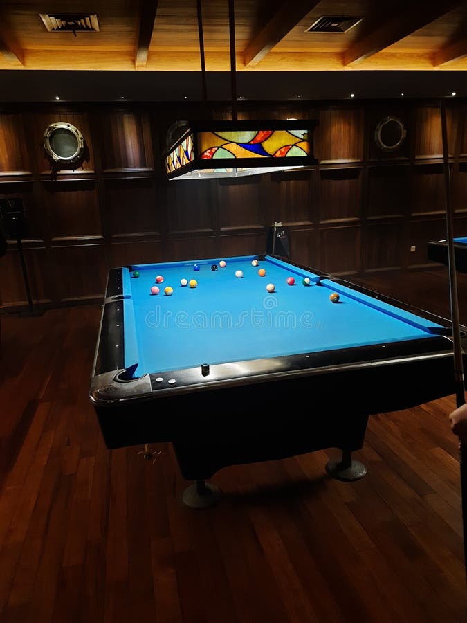 Billiard Blue Table Pool 8 Ball Play Stock Image - Image of ceiling ...