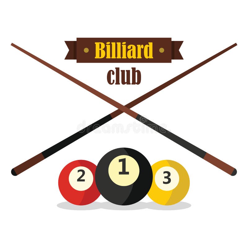Billiard Club Emblem in Flat Style Stock Vector - Illustration of ...