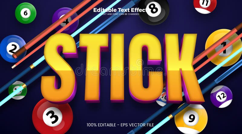 Billiard Editable Text Effect in Modern Trend Style Stock Vector ...