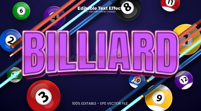 Billiard Editable Text Effect in Modern Trend Style Stock Vector ...