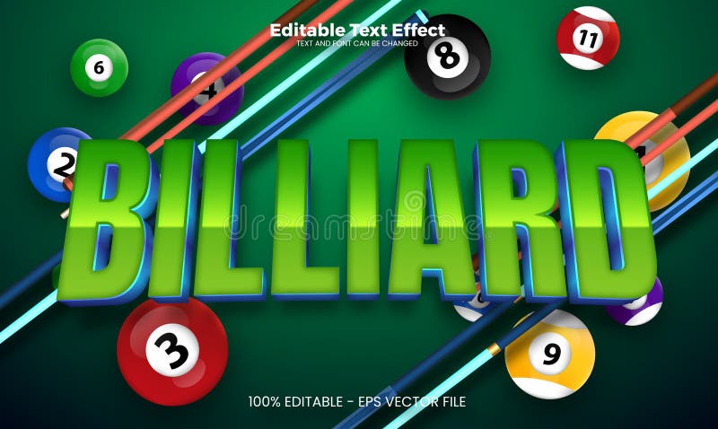 Billiard Editable Text Effect in Modern Trend Style Stock Vector ...