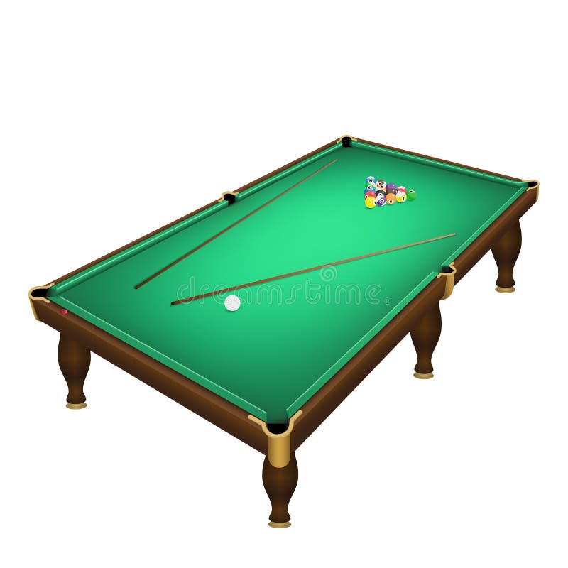 Billiard Game Balls Position on a Realistic Pool Table with Cues. Stock ...