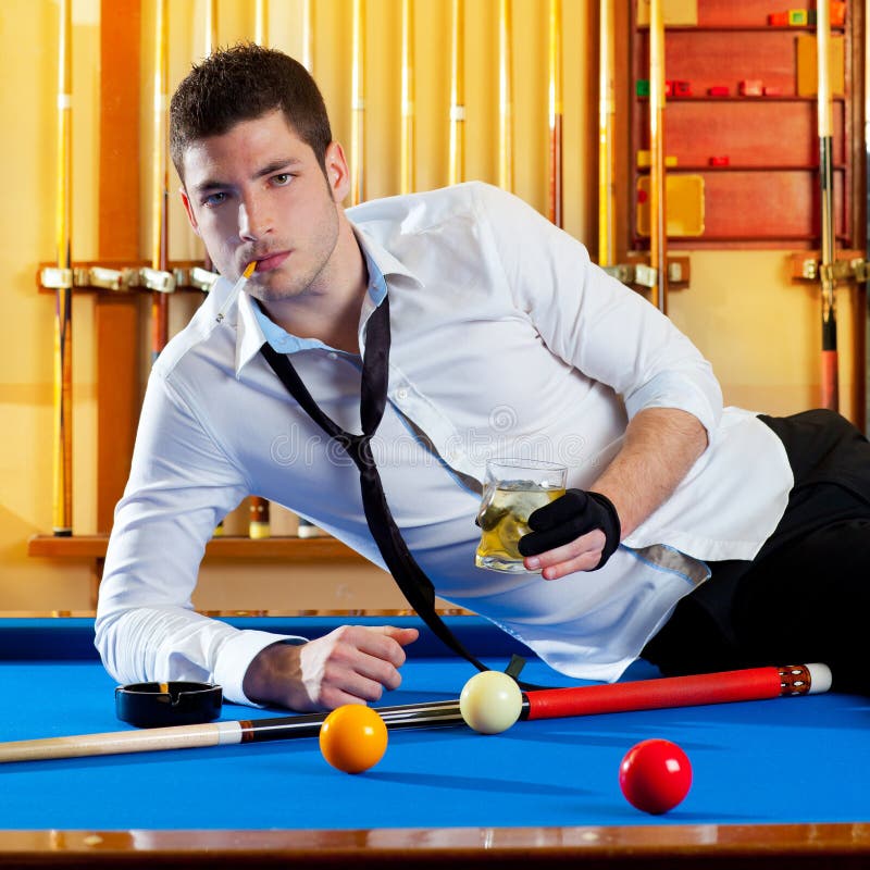 Billiard Handsome Player Man Drinking Alcohol Stock Photo - Image of ...