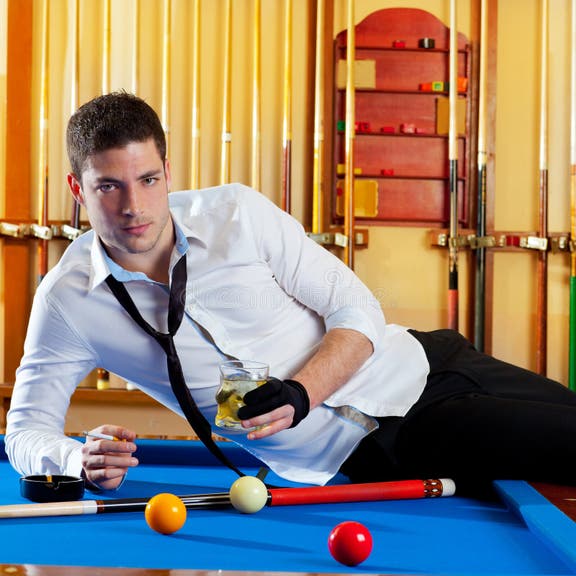 Billiard Handsome Player Man Drinking Alcohol Stock Photo - Image of ...