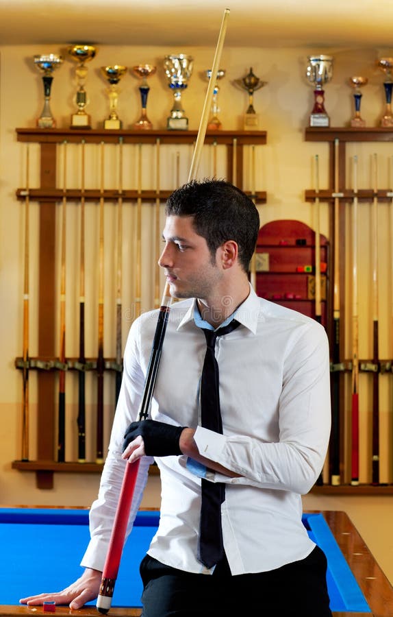 Billiard Handsome Young Man with Shirt Cue and Tie Stock Image - Image ...