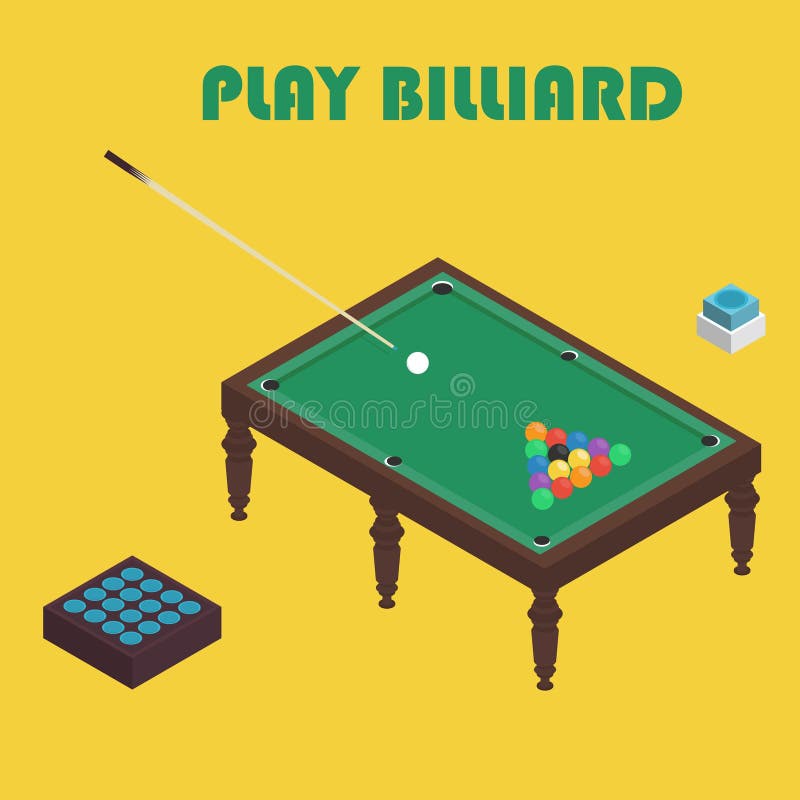 Billiard Isometric Vector Graphic Illustration. Colorful Background ...