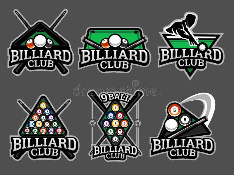 Billiard Logo Sports Badge Set Stock Vector - Illustration of ...