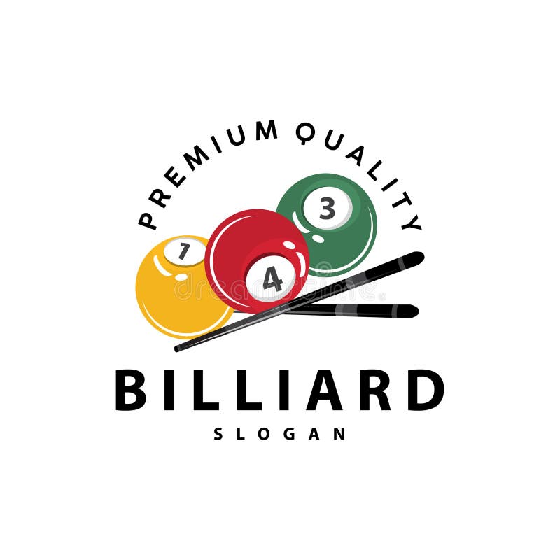 Billiard Logo Minimalist Design Ball and Stick Symbol Illustration ...